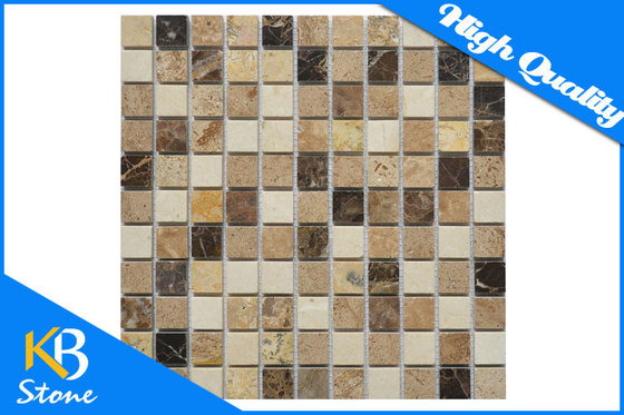 1 x 1 Inch Shower Room Travertine Marble Mosaic Flooring Tile Sqaure Polished For Wall and Floor