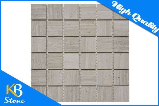 Wooden Grey  Polished Marble Mosaic Tile for Bathroom or Kitchen Wall , Square Shape