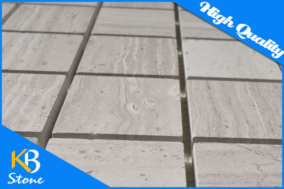 Wooden Grey  Polished Marble Mosaic Tile for Bathroom or Kitchen Wall , Square Shape