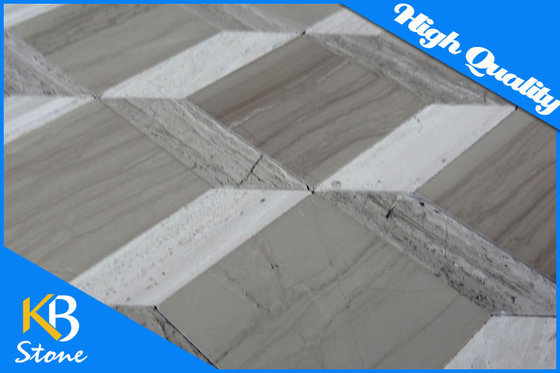 3D Effect Polished Marble Mosaic Tiles Wooden Grey Home Flooring Tile Modern 3D Wall Sheet