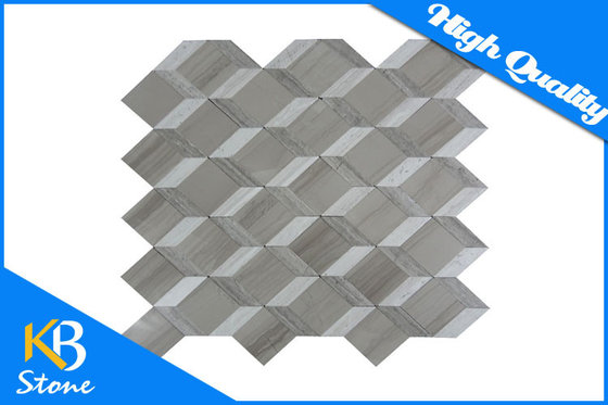 3D Effect Polished Marble Mosaic Tiles Wooden Grey Home Flooring Tile Modern 3D Wall Sheet