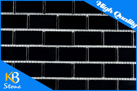 Pure Black Stone Mosaic Wall Tiles Subway Home Flooring Tile for Bath / Bathroom / Shower Wall
