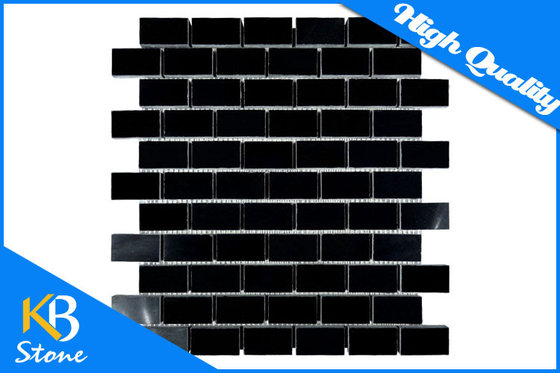 Pure Black Stone Mosaic Wall Tiles Subway Home Flooring Tile for Bath / Bathroom / Shower Wall