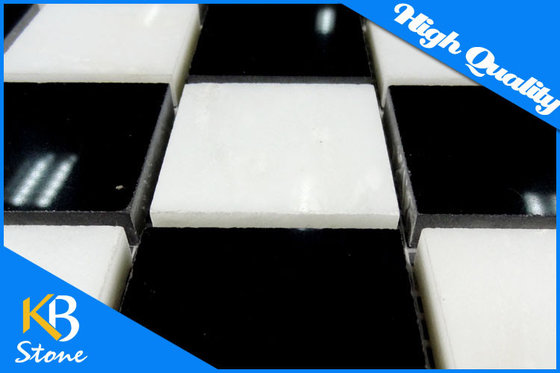 Square Pattern Mixed Stone Marble Tiles Polished Black and White Marble Mosaic Tile for Wall