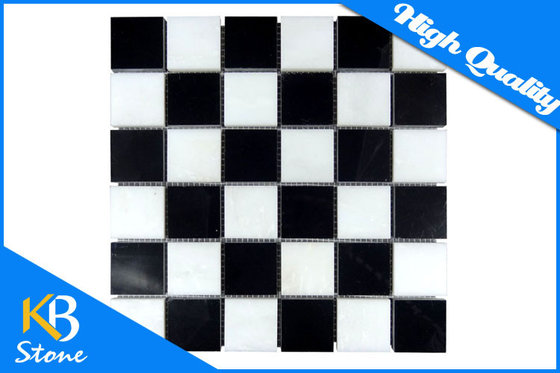 Square Pattern Mixed Stone Marble Tiles Polished Black and White Marble Mosaic Tile for Wall