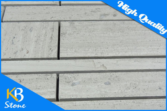 Home Decoration Wooden Grey Marble Polished Irregular Shape Mosaic Tiles Bathroom Use