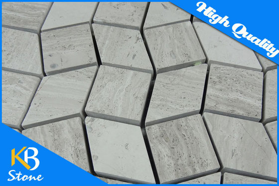 Mixed Square Polished Wooden Grey Mosaic Wall Tiles , Marble Natural Stone Flooring Tile
