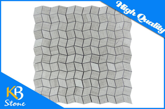 Mixed Square Polished Wooden Grey Mosaic Wall Tiles , Marble Natural Stone Flooring Tile