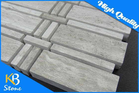 Home Decoration Wooden Grey Marble Irregular Shape Mosaic Flooring Tile Building Materials