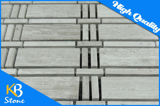 Home Decoration Wooden Grey Marble Irregular Shape Mosaic Flooring Tile Building Materials