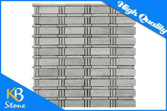 Home Decoration Wooden Grey Marble Irregular Shape Mosaic Flooring Tile Building Materials