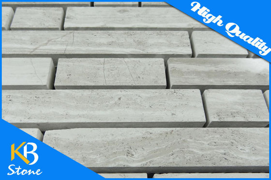 Mixed Strip Wooden Grey Mosaic Tile Backsplash Marble Wall Decoration Tiles 12" x 12"