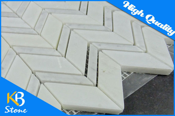 Indoor Outdoor Diamond Carrera White Marble Mosaic Tile Polished 305 x 305mm 10mm Thickness