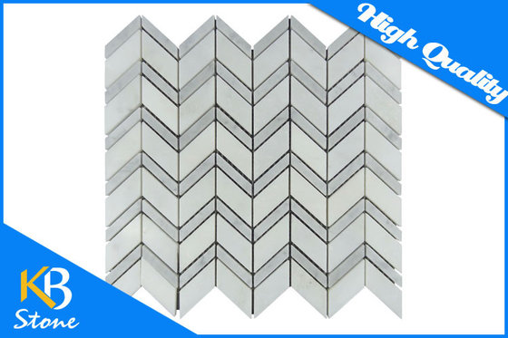 Indoor Outdoor Diamond Carrera White Marble Mosaic Tile Polished 305 x 305mm 10mm Thickness