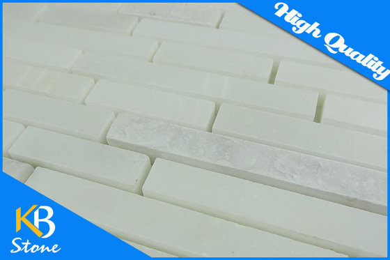 Irregular Strip Home Flooring China White Natural Stone Marble Tiles , White Marble Mosaic Tile