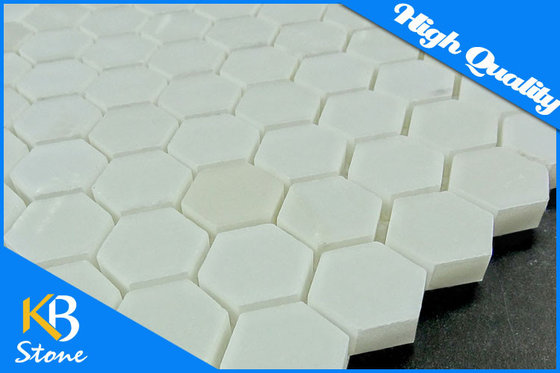 Polished China White Marble Mosaic Tiles Home Flooring Tile , Natural Stone Wall Sheets