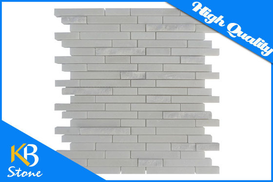 Irregular Strip Home Flooring China White Natural Stone Marble Tiles , White Marble Mosaic Tile