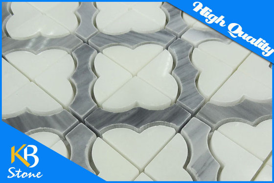stunning waterjet mosaic tiles/chia white marble flower pattern