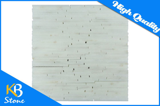 Mixed Strip China White Marble Tile Flooring Use , Polished Mosaic Wall Tile Indoor Outdoor