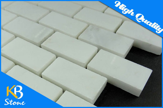 Polished White Marble Mosaic Wall Tiles / Natural Stone Marble Subway Tile for Home or Hotel