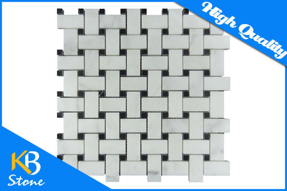 Eastern White Polished Basketweave Marble Mosaic Tiles Shower Floor / Flooring Tile Sheet