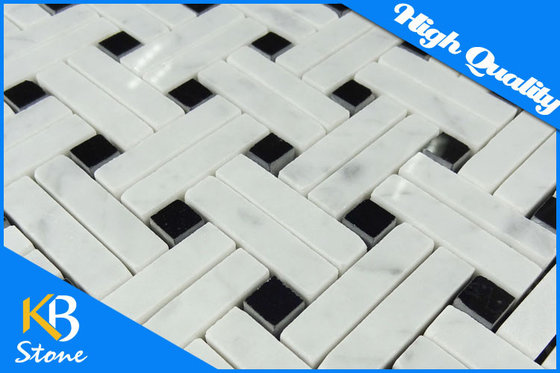 Wall and Floor Black and White Mosaic Tile , White Carrara Marble Mosaic Tile Sheets