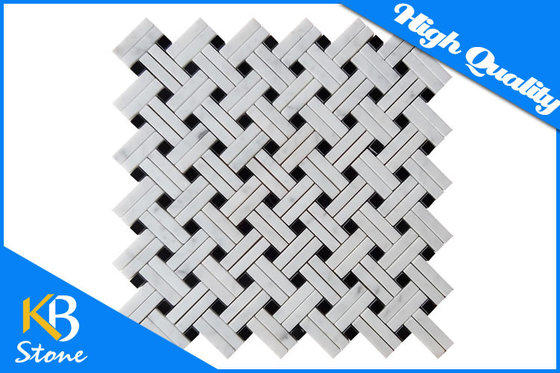 Wall and Floor Black and White Mosaic Tile , White Carrara Marble Mosaic Tile Sheets