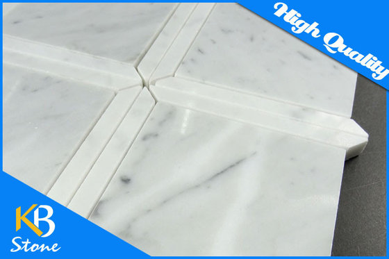 Bianco Carrara Polished Waterjet Marble Mosaic Floor Tile Sheet Meshed On 12" x 12"