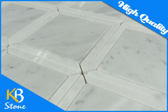 Bianco Carrara Polished Waterjet Marble Mosaic Floor Tile Sheet Meshed On 12" x 12"