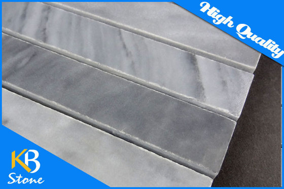 Italy Grey Polished Marble Stone Tile Strip Meshed On 12" x 12" Modern Decorative Wall Tiles