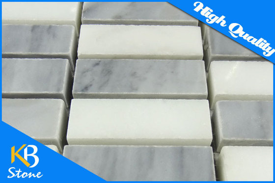 Italy Grey Mixed China White Mosaic Marble Wall Tile Square Shape Polished 305 x 305mm