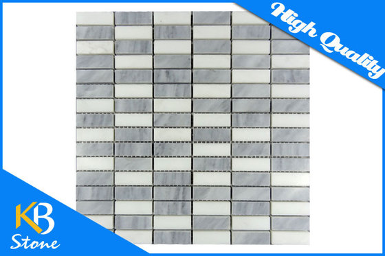 Italy Grey Mixed China White Mosaic Marble Wall Tile Square Shape Polished 305 x 305mm