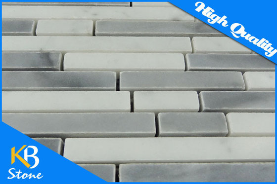 Home Decoration Polished Marble Mosaic Tiles with Irregular Strip Shape , Italy Grey Color