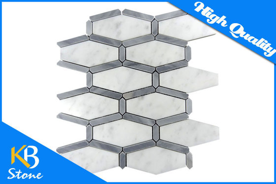 Nature Stone Hexagon Marble Mosaic Tiles White Mixed Grey Flooring Tile 12 x 12 Inch