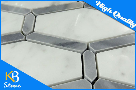 Nature Stone Hexagon Marble Mosaic Tiles White Mixed Grey Flooring Tile 12 x 12 Inch