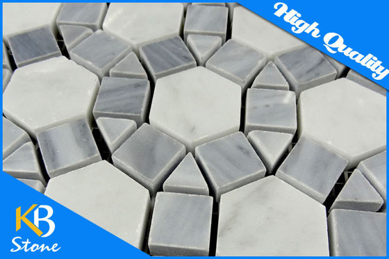 Luxury Italy Grey Mixed White Waterjet Marble Mosaic Home Flooring Tile for Decorative