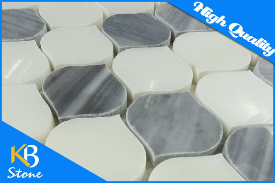 Kitchen Flooring Waterjet Marble Tile Peach Pattern Polished Mosaic Tiles Indoor / Outdoor