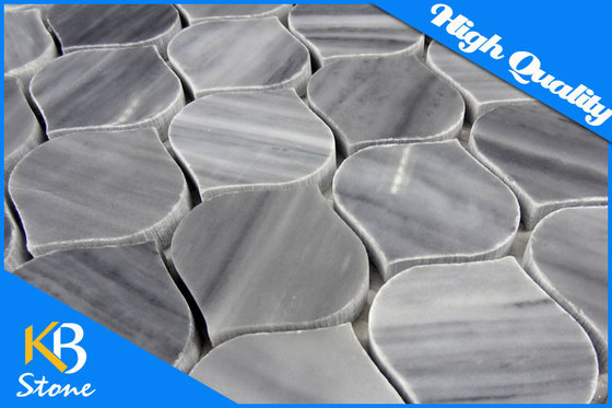 Italian Bardiglio Marble Waterjet Mosaic Tile 12 x 12 Inch Polished Mesh Mounted Backsplash Tiles