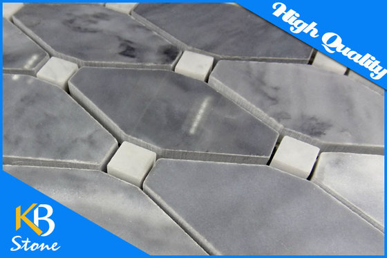 Italian Bardiglio Long Hexagon Marble Mosaic Tiles / Stone Mosaic Bathroom Tile with White Dots