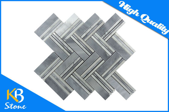Italy Grey Herringbone Marble Mosaic Wall Tiles for Kitchen Backsplash / Swimming Pool