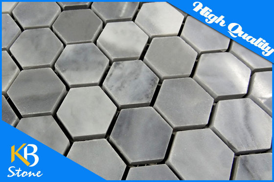 Polished Italy Grey Marble Hexagon Mosaic Tile Mesh Mounted 12 x 12 Inch for Kitchen Wall