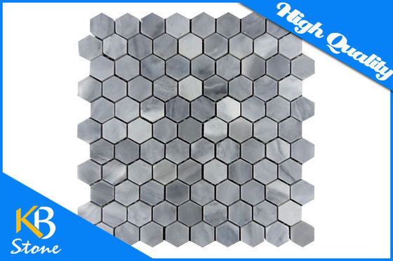 Polished Italy Grey Marble Hexagon Mosaic Tile Mesh Mounted 12 x 12 Inch for Kitchen Wall