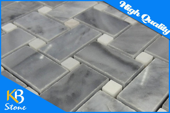 Polished Italy Grey  Basketweave Marble Mosaic Tile For Home or Hotel Wall Flooring