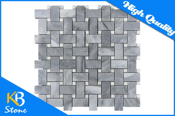 Polished Italy Grey  Basketweave Marble Mosaic Tile For Home or Hotel Wall Flooring