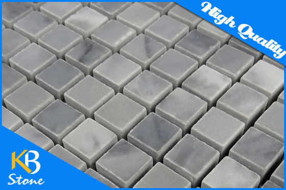 Natural Stone Polished Marble Mosaic Floor Tile / Italy Grey Square Mosaic Building Materials