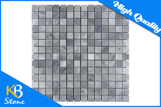 Polishing Italy Grey Square Marble Wall Tiles / Waterjet  Mosaic Sheets 305 x 305mm