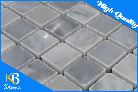 Polishing Italy Grey Square Marble Wall Tiles / Waterjet  Mosaic Sheets 305 x 305mm