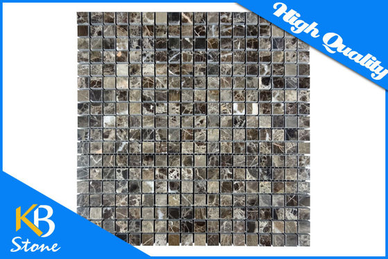 Polished Square Brown Dark Emperador Mosaic Marble Wall Tile Meshed on 12" x 12"