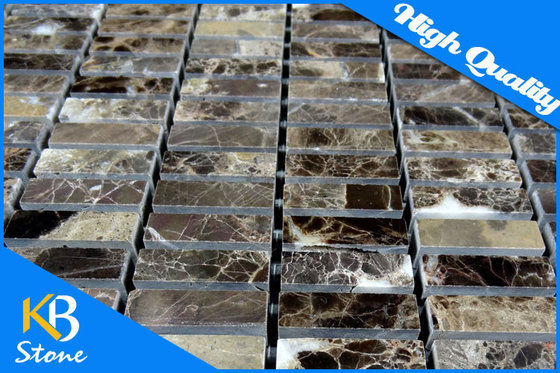 Flooring Dark Emperador Marble Subway Pattern Polished Tile Floor Decorative Mosaic Tiles