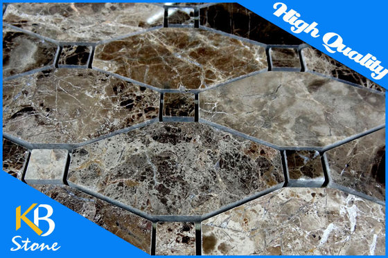 Emperador Polished Long Octagon Marble Mosaic Tile 12 x 12 Inch Natural Marble Building Material
